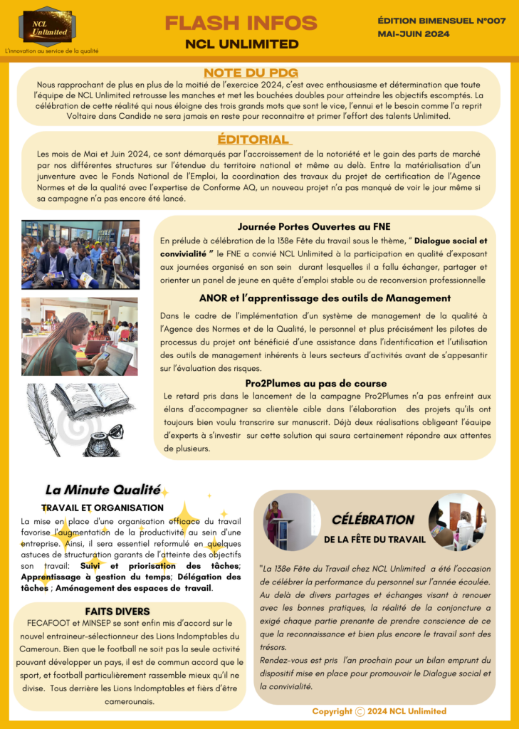 FLASH INFOS MOIS DE MAI ET JUIN 2024 – NCL UNLIMITED